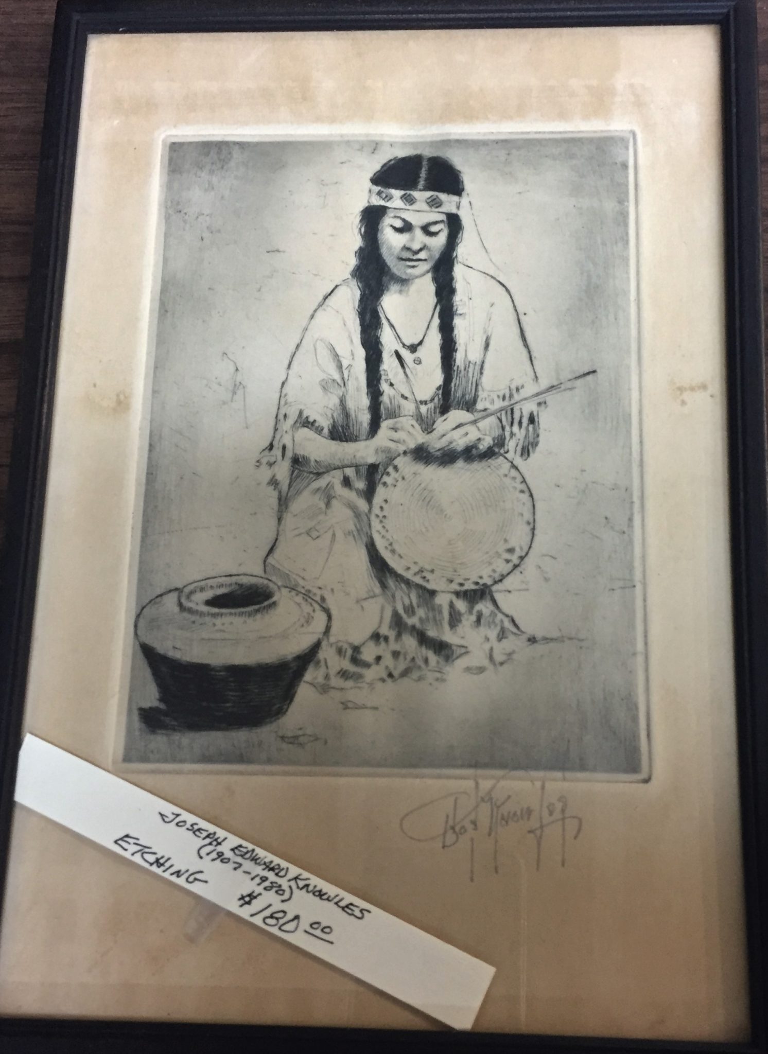 Etching - Joseph Edward Knowles - Native American Basket Weaver ...